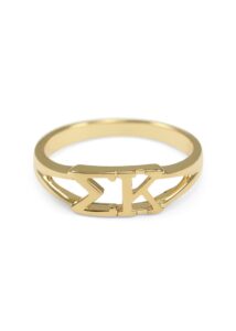 the collegiate standard sigma kappa 14k gold plated sorority ring with greek letters (7.0)