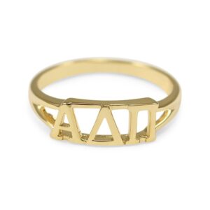 The Collegiate Standard Alpha Delta Pi 14k Gold Plated Sorority Ring with Greek letters (7.0)