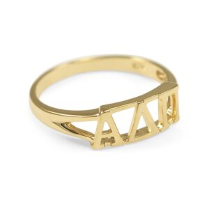 The Collegiate Standard Alpha Delta Pi 14k Gold Plated Sorority Ring with Greek letters (7.0)