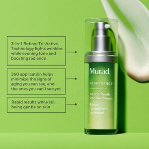 Murad Retinol Youth Renewal Serum - Rapid-Action Retinol Treatment for Face and Neck - Visibly Reduces Lines and Wrinkles, Firms and Smooths Skin, Nightly Use Formula - 1.0 Fl Oz