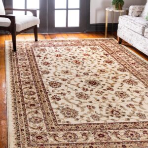 Unique Loom Voyage Collection Traditional Oriental Classic Intricate Design Area Rug (8' 0 x 11' 4 Rectangular, Ivory/Gold)