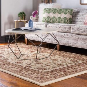 Unique Loom Voyage Collection Traditional Oriental Classic Intricate Design Area Rug (8' 0 x 11' 4 Rectangular, Ivory/Gold)