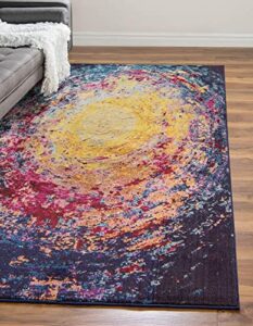 unique loom estrella collection abstract, gradient, modern, sunburst, distressed area rug, 3 ft 3 in x 5 ft 3 in, multi/brown