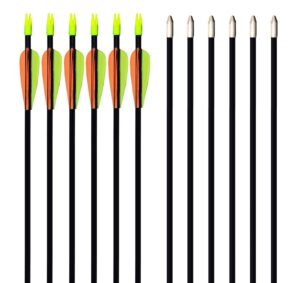 gpp 28" fiberglass archery target arrows - practice arrow or youth arrow for recurve bow- 12 pack