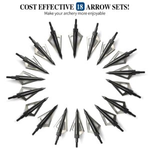 Aiskaer 18 Pack Hunting Broadheads,Arrow Heads Hunting,10 Blades Archery Broadheads Archery Arrows Hunting Points Metal Tips for Compound Bow and Traditional Bow