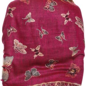 Sakkas 16126 - Liua Long Wide Woven Patterned Design Multi Colored Pashmina Shawl/Scarf - Fuchsia - OS