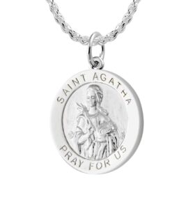 us jewels ladies 925 sterling silver 18.5mm saint agatha medal pendant 1.5mm rope chain necklace, 18in