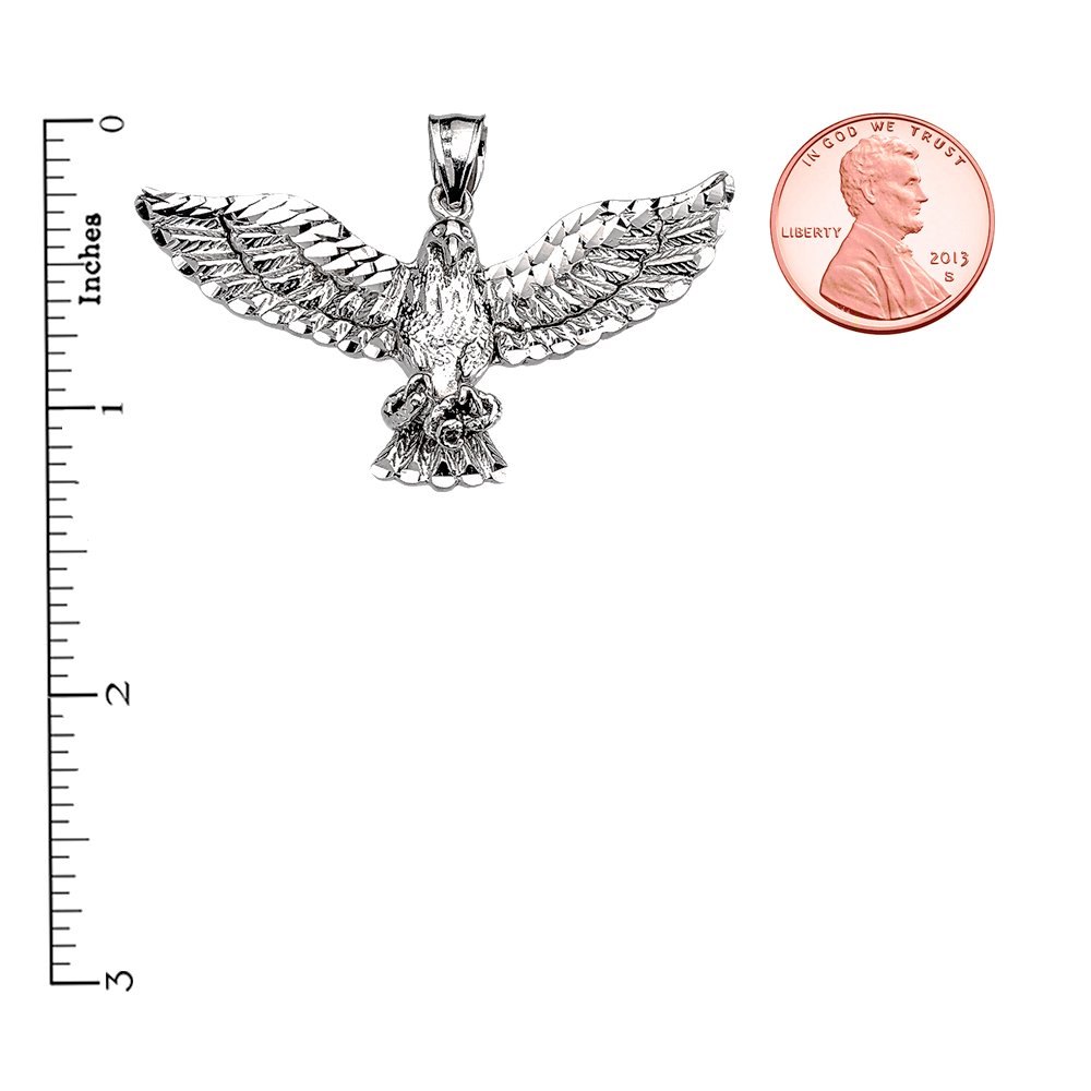 Sterling Silver Detailed American Bald Eagle Pendant