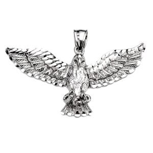 sterling silver detailed american bald eagle pendant