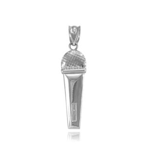 925 sterling silver singer microphone music charm pendant