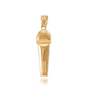 10k yellow gold singer microphone music charm pendant