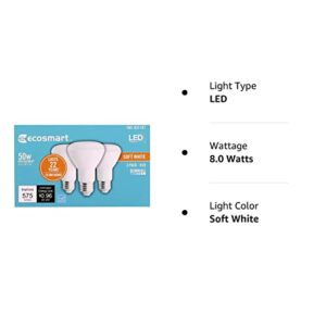 (3-pack) EcoSmart BR20 Soft White LED, Dimmable, 575-Lumen, 2700K, 8-Watt (50-Watt Equivalent) Light Bulb, E26 Medium Base