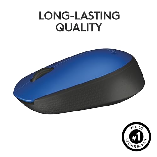 Logitech M170 Wireless Mouse for PC, Mac, Laptop, 2.4 GHz with USB Mini Receiver, Optical Tracking, 12-Months Battery Life, Ambidextrous - Blue