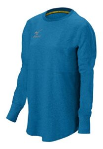 mizuno mens hitters pullover, heathered diva/columbia blue, xx-small