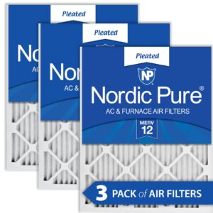 nordic pure 20x25x1 (19 1/2 x 24 1/2 x 3/4) pleated merv 12 air filters 3 pack