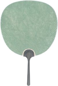 shiomi dan fan 1371 earth fan (hand-dyed unryu), 11.0 x 16.5 inches (28 x 42 cm), green