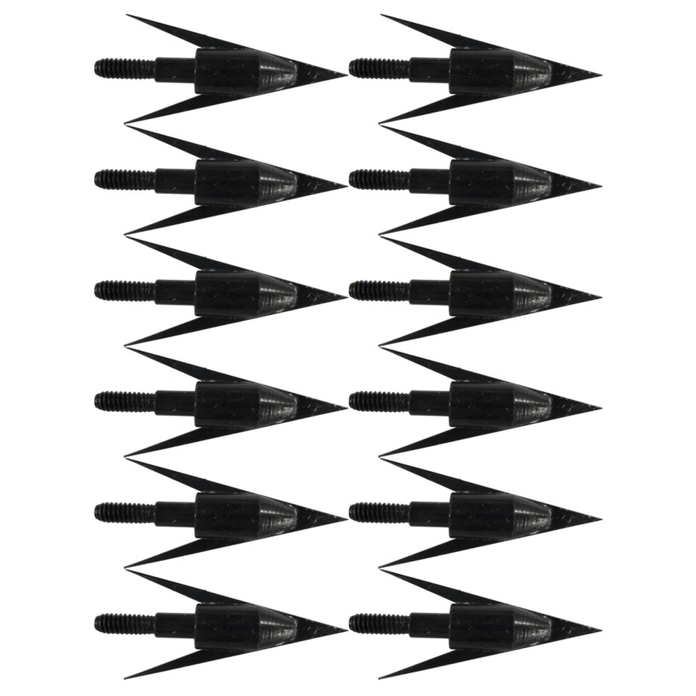 e5e10 12Pcs Fishing Arrowheads Screw-on Points 150 Grain Black Bowfishing Screw Tips Broadheads for Fishing Arrow Compound Bow, Crossbow and Recurve Bow (Type1)