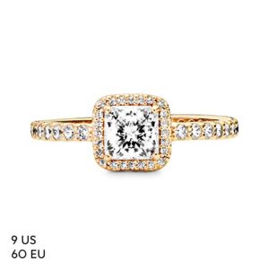 Pandora Jewelry Timeless Elegance Cubic Zirconia Ring in Gold 14K, Size 9