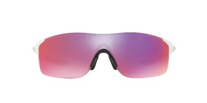 oakley men's oo9389 evzero stride asian fit rectangular sunglasses, polished white/prizm road, 38 mm