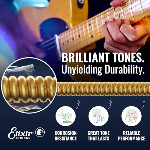 Elixir Strings, Electric Guitar Strings, Nickel Plated Steel with OPTIWEB Coating, Longest-Lasting Crisp Tone with Comfortable Feel, 7 String Set, Light 10-56