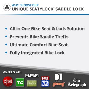 Seatylock Hybrid Saddle Bike Lock - Multi Patent 2 in 1 Locking Bike Seat Doubles As Saddle or Bicycle Guard - Innovative Lightweight Anti Theft Bike Lock and Saddle with Keys