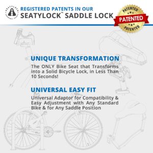 Seatylock Hybrid Saddle Bike Lock - Multi Patent 2 in 1 Locking Bike Seat Doubles As Saddle or Bicycle Guard - Innovative Lightweight Anti Theft Bike Lock and Saddle with Keys