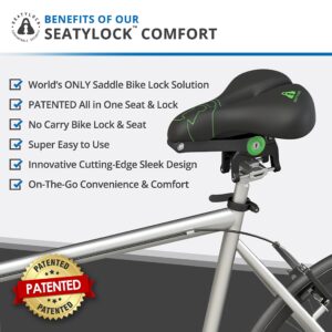 Seatylock Hybrid Saddle Bike Lock - Multi Patent 2 in 1 Locking Bike Seat Doubles As Saddle or Bicycle Guard - Innovative Lightweight Anti Theft Bike Lock and Saddle with Keys