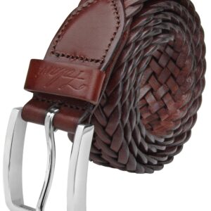 Falari Men's Braided Belt 100% Genuine Leather Brown 34-36 9007-RBN-M