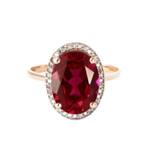 galaxy gold gg 7.93 ct 14k solid rose gold ring oval-shaped ruby diamonds - size 5