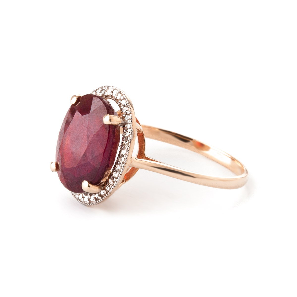 Galaxy Gold GG 7.93 ct 14k Solid Rose Gold Ring Oval-Shaped Ruby Diamonds - Size 5