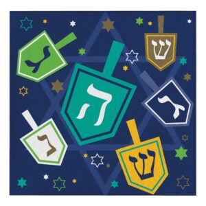 creative converting 16 count paper beverage napkins, hanukkah icons