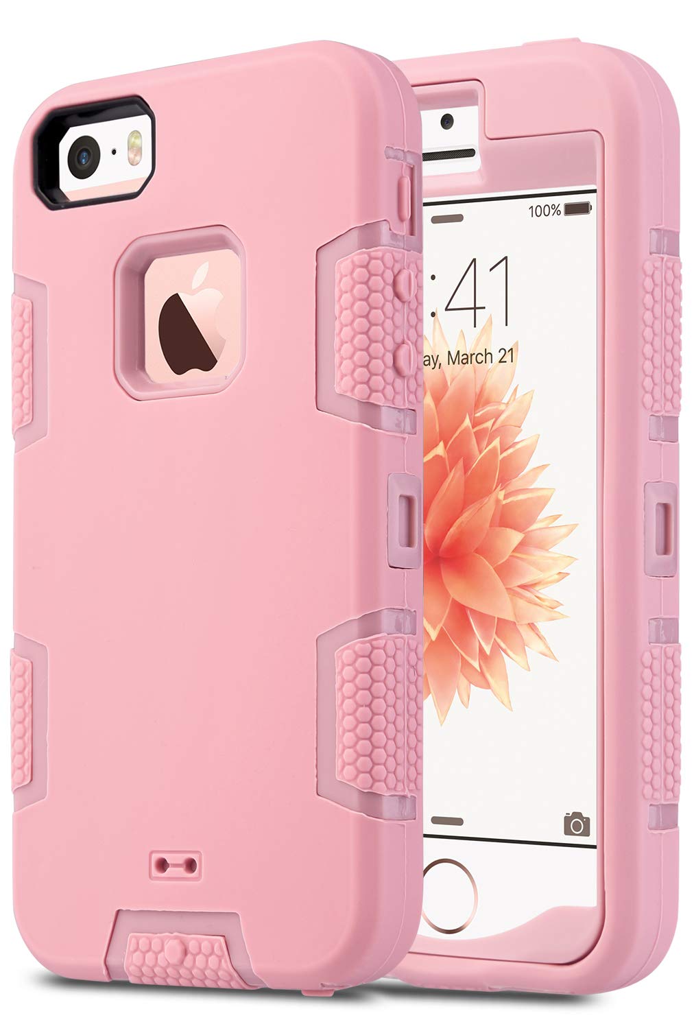 ULAK iPhone 5S Case, iPhone 5 Case, iPhone SE Case (2016 released), Heavy Duty Shockproof Sport Rugged Drop Resistant Dustproof Protective Cover for iPhone 5/5S/SE, Rose Gold-Not fit iPhone SE 2nd 3rd