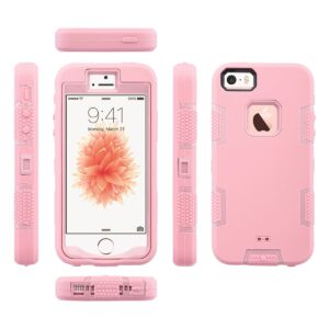 ULAK iPhone 5S Case, iPhone 5 Case, iPhone SE Case (2016 released), Heavy Duty Shockproof Sport Rugged Drop Resistant Dustproof Protective Cover for iPhone 5/5S/SE, Rose Gold-Not fit iPhone SE 2nd 3rd