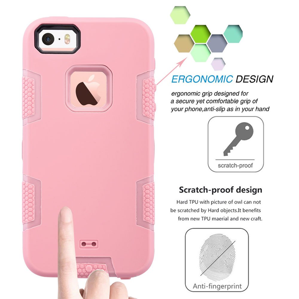 ULAK iPhone 5S Case, iPhone 5 Case, iPhone SE Case (2016 released), Heavy Duty Shockproof Sport Rugged Drop Resistant Dustproof Protective Cover for iPhone 5/5S/SE, Rose Gold-Not fit iPhone SE 2nd 3rd