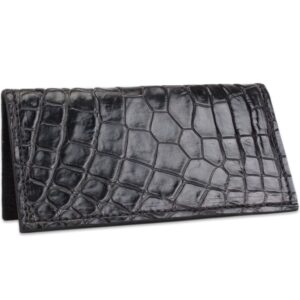 black genuine american alligator leather checkbook cover handmade