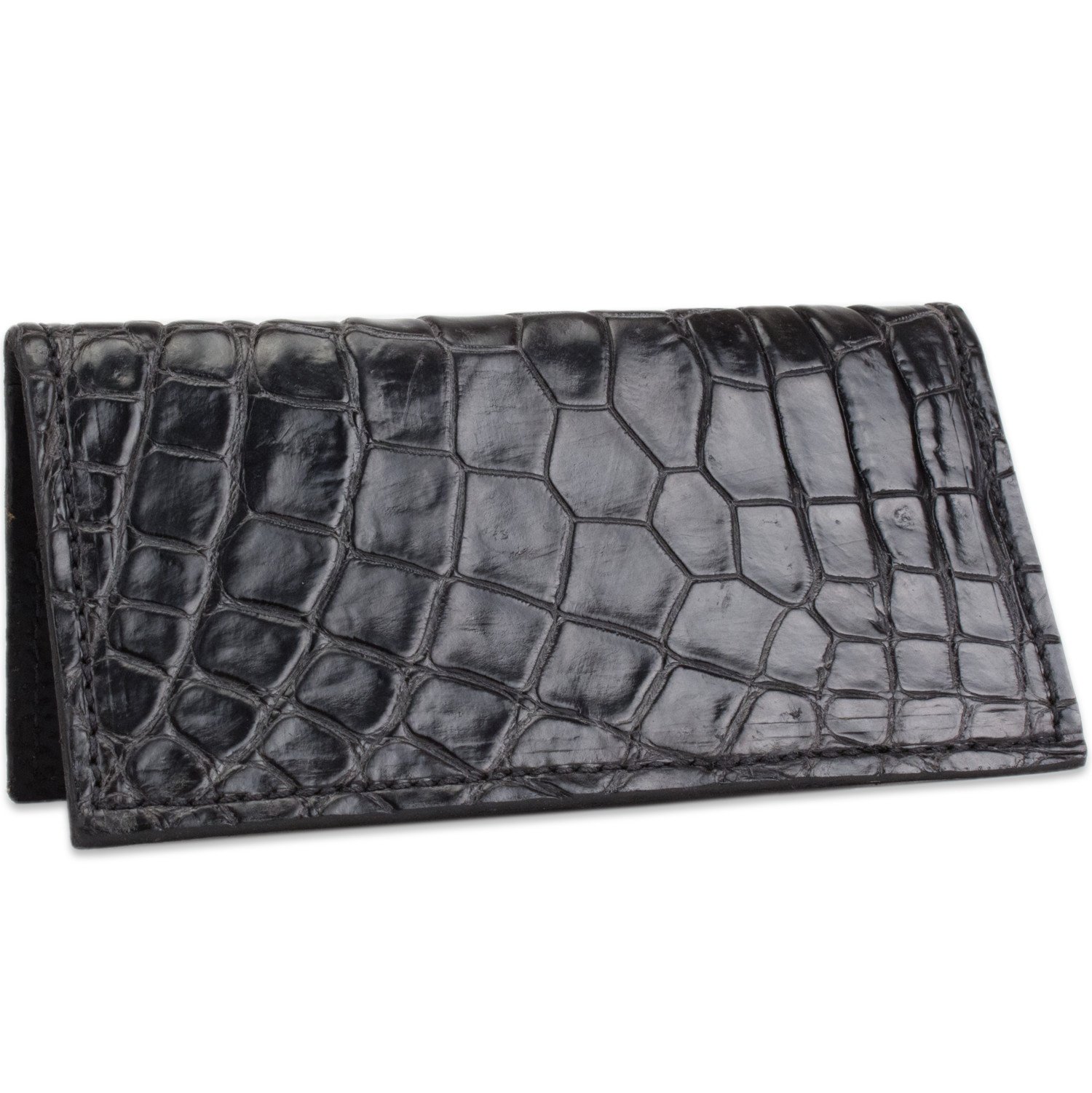 Black Genuine American Alligator Leather Checkbook Cover Handmade