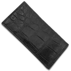 Black Genuine American Alligator Leather Checkbook Cover Handmade