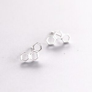 Helen de Lete Lovely Honeycomb Sterling Silver Stud Earrings