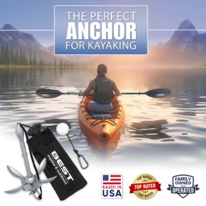 Best Marine and Outdoors Kayak Anchor, 3.5 Pound Anchor System for Kayaks, Canoes, SUP Paddle Boards & Jet Skis, Fishing, Boating & Kayaking Accessories