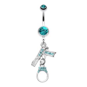 jeweled handgun handcuff wildklass belly button ring