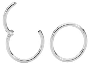 365 sleepers 2pcs 16g surgical stainless steel 6mm - 10mm hinged hoop segment nose helix tragus septum ring unisex sleeper earrings