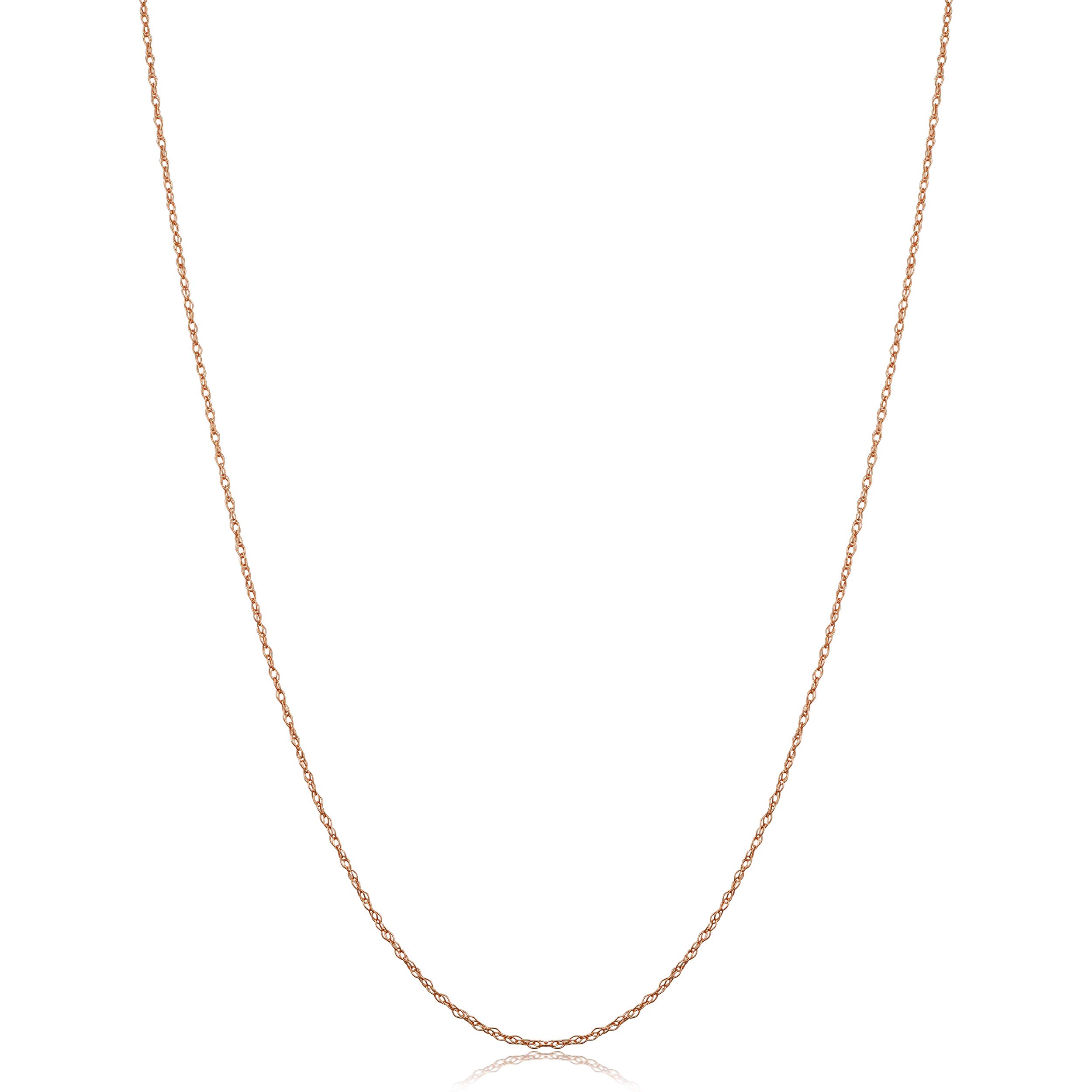 Kooljewelry Solid 10k Rose Gold Dainty Rope Chain Necklace (0.7 mm, 18 inch)