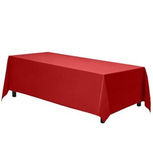 gee di moda rectangle tablecloth - 90 x 132 inch red table cloth for 6 foot table with floor-length drop - heavy duty washable fabric - 6 ft buffet table, holiday party, wedding & baby shower