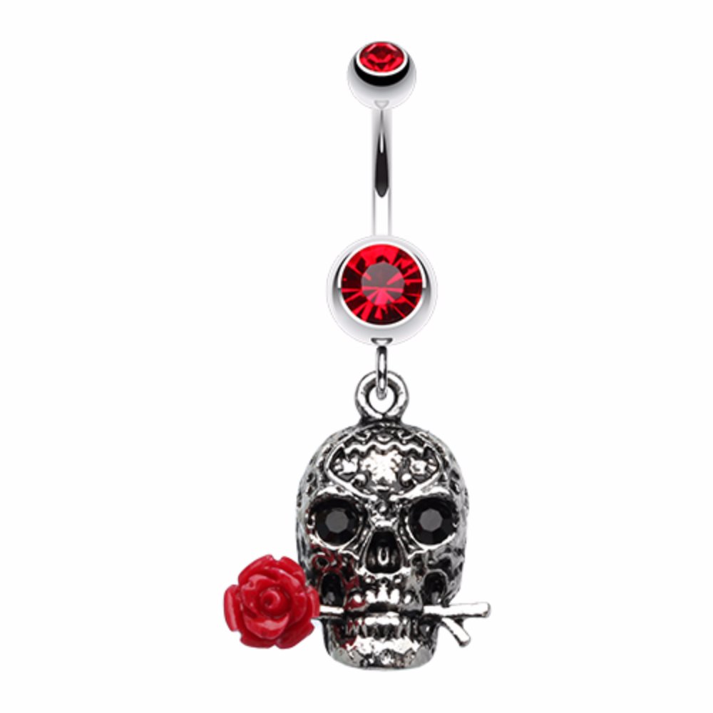 Skull Rose Beauty WildKlass Belly Button Ring