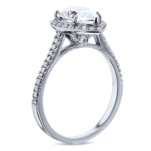 Kobelli Pear Shape Moissanite Halo Engagement Ring 2 1/2 CTW 14k White Gold, Size 6