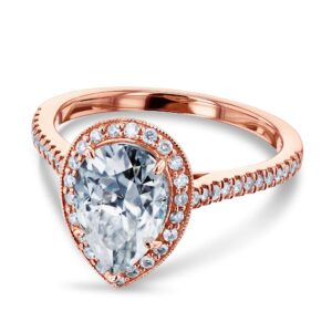 kobelli pear shape moissanite halo engagement ring 2 1/2 ctw 14k rose gold, size 8.5