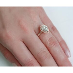 Kobelli Pear Shape Moissanite Halo Engagement Ring 2 1/2 CTW 14k Rose Gold, Size 8.5