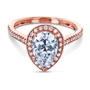 Kobelli Pear Shape Moissanite Halo Engagement Ring 2 1/2 CTW 14k Rose Gold, Size 8.5