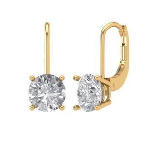 clara pucci 4 ct brilliant round cut drop dangle clear simulated diamond 14k yellow solid gold earrings lever back