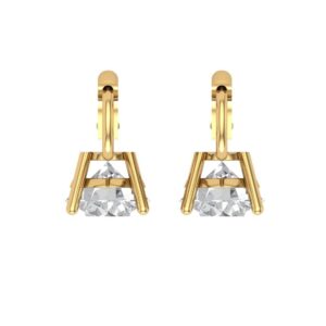 Clara Pucci 4 ct Brilliant Round Cut Drop Dangle Clear Simulated Diamond 14k Yellow Solid Gold Earrings Lever Back